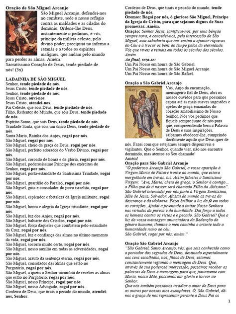 Orações Oração De São Miguel Arcanjo Pdf
