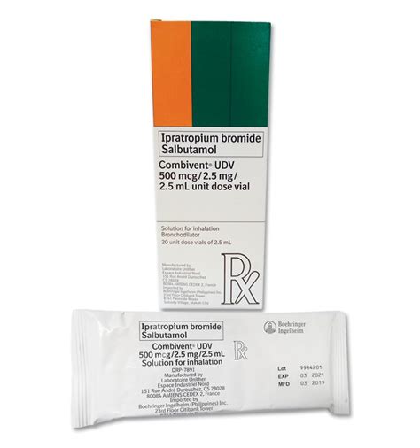 Combivent Udv Ipratropium Bromide Salbutamol 500mcg 2 5mg 2 5ml