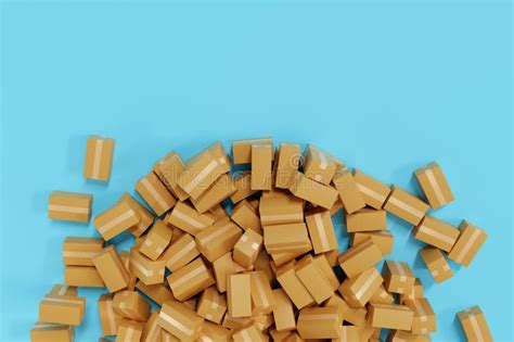 Stack Of Cardboard Parcel Box Overflow Shopping Delivery Shipping Logistic Business 3d