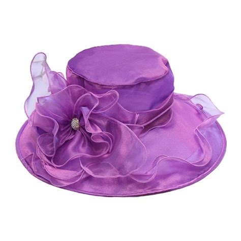 Kvinnors Kyrka Keps Bred Brätte Tyg Blomma Temperament Hopfällbar