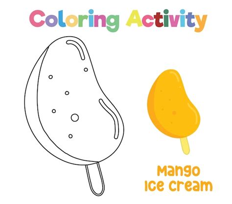 어린이를 위한 색칠 활동 아이스크림 색칠하기 교육용 인쇄용 색칠 워크시트 프리미엄 벡터