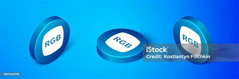 파란색 배경에 격리 된 Rgb 및 Cmyk 색상 믹싱 아이콘이있는 등색 음성 버블 파란색 원 버튼입니다 벡터 0명에 대한 스톡 벡터 아트 및 기타 이미지 Istock