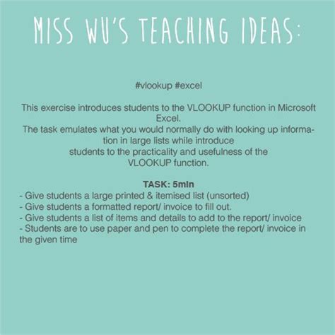 Teaching Excel Vlookup Exercises