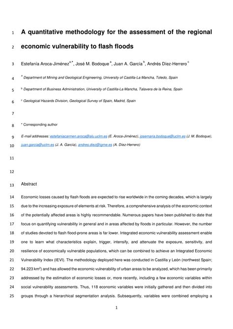 Pdf A Quantitative Methodology For The Assessment Of The Regional Economic Vulnerability To