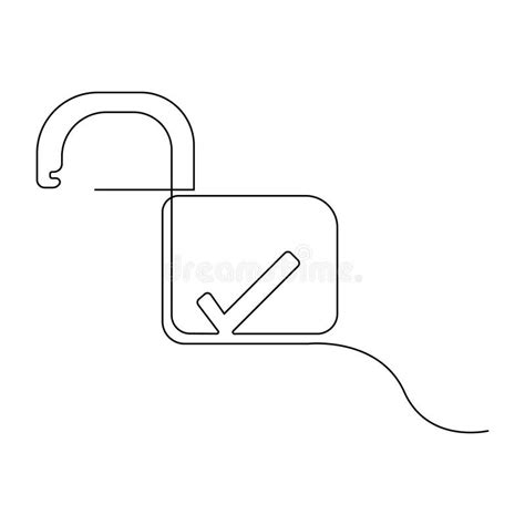 Vector Metal Padlock Continuous One Line Drawing Of Padlock Concept Security Sign Illustration