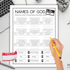 Names Of God Printable Worksheet 9 Names Of God And Their Meaning With