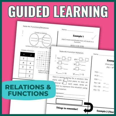 Linear Relations And Functions Algebra Guided Notes Btc Style Thinking Classroom