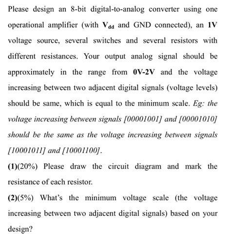 solved please design an 8 bit digital to analog converter