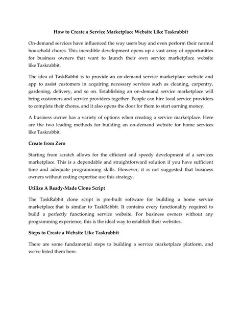ppt how to create a service marketplace website like taskrabbit