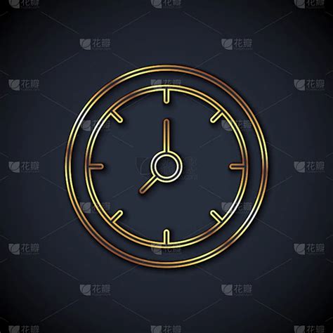 金线时钟图标孤立在黑色背景上。时间的象征。向量图片 其他图片图片素材 花瓣网