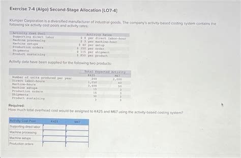 solved exercise 7 4 algo second stage allocation lo7 4