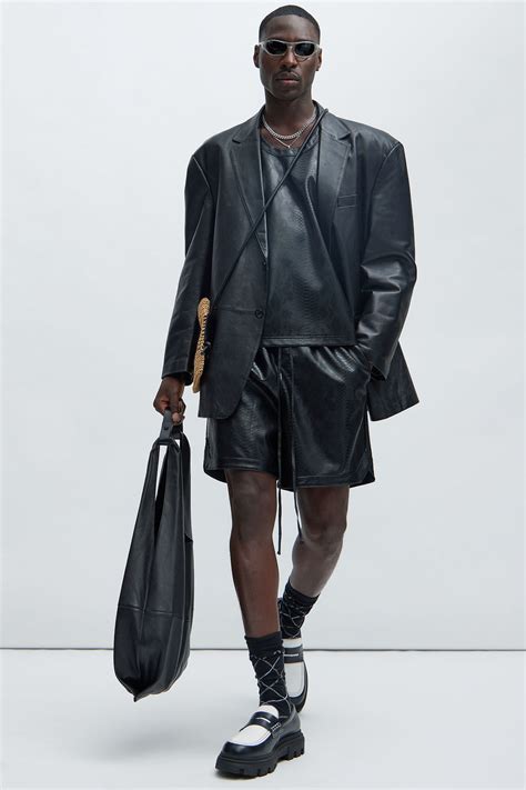 Sawyer Faux Python Shorts Black Fashion Nova