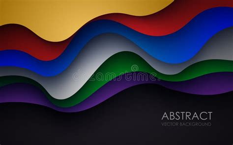 Multi Colored Abstract Red Orange Green Purple Yellow Colorful Wavy Papercut Overlap Layers