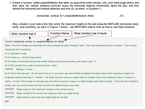 Solved 1 Create A Function Called Projectile Motion That