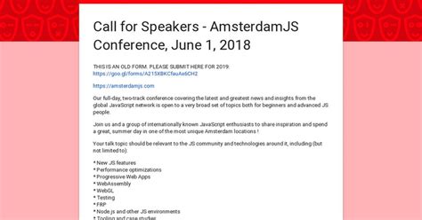 Working On A Js Talk 💡 Present It At Amsterdamjs Conference Rjavascript