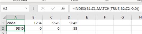 excel return value from array where greater than 0 in array below