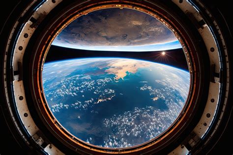 NASA provided the space station window view of the planet earth used in this image | Premium AI ...