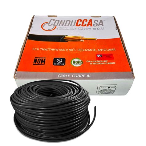Rollo 100m Cable Eléctrico Calibre 8 Cobre Al Antiflama Negro Thw Thhw