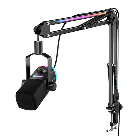 Fifine Ampligame Am8prot Dynamic Microphone Kit With Rgb Boom Arm Stan