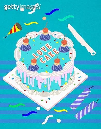 케이크 컬러풀 컬러풀백그라운드 생일 생일케이크 축하 컨셉 연례행사 사건 레트로스타일 컨셉 타이포그래피 문자 꽃가루 이미지 Jv12498707