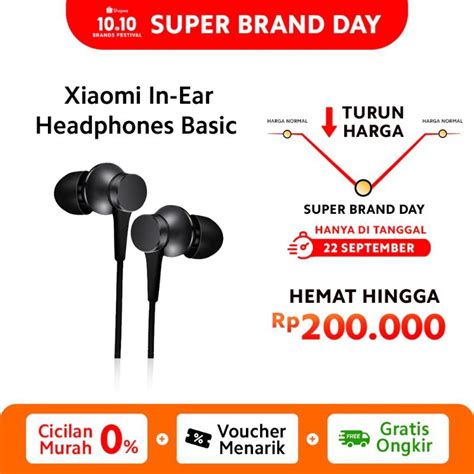 Jual Xiaomi Mi In Ear Headphones Basic Black Original Shopee Indonesia