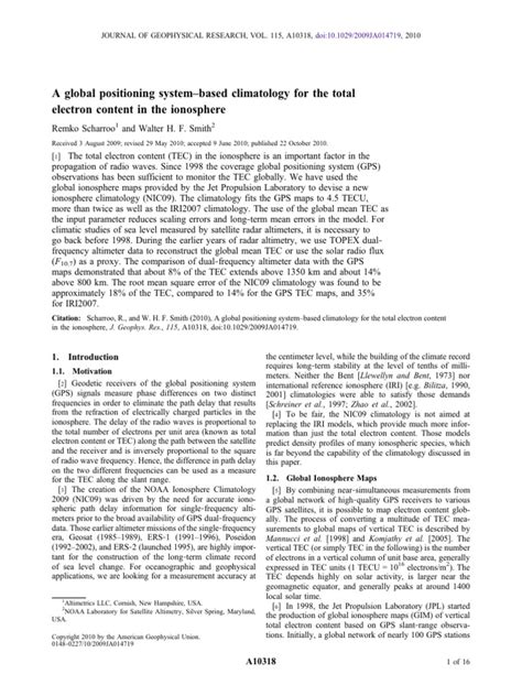 A Global Positioning System Based Climat Pdf Ionosphere Global
