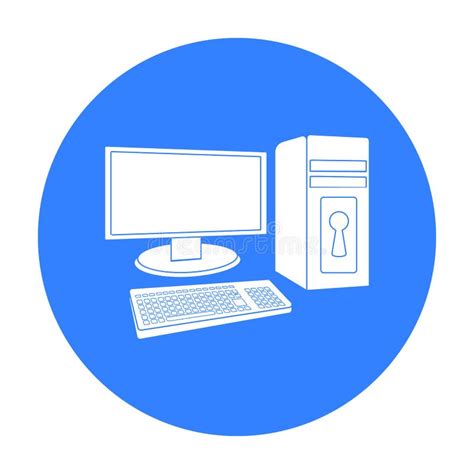 Locked Computer Icon In Outline Style Isolated On White Background