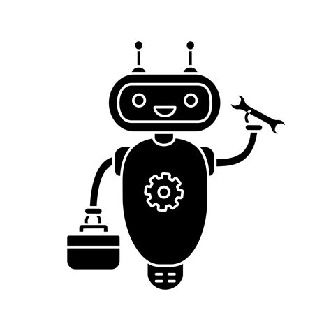 Repair Chatbot Glyph Icon Silhouette Symbol Robot With Set Of Tools