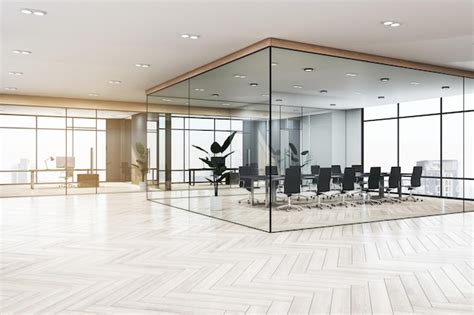 Premium Photo Contemporary Office Interior With Panoramic City View And Glass Walls Design And