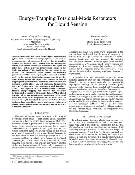 Pdf Energy Trapping Torsional Mode Resonators For Liquid Sensing