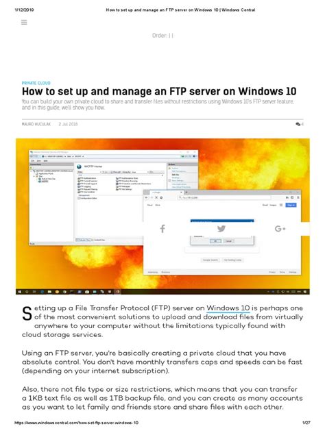 How To Set Up And Manage An Ftp Server On Windows 10 Windows Central Pdf File Transfer