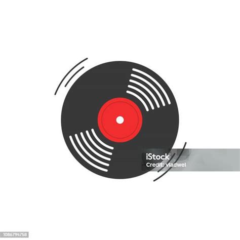 비닐 레코드 벡터 아이콘 축음기 비닐 레코드 기호 회전 기록 비닐 디스크 평면 비닐 Lp 만화 비닐 레코드 레이블 흰색 절연 로고 현대적인 일러스트 레이 션 디자인 장시간