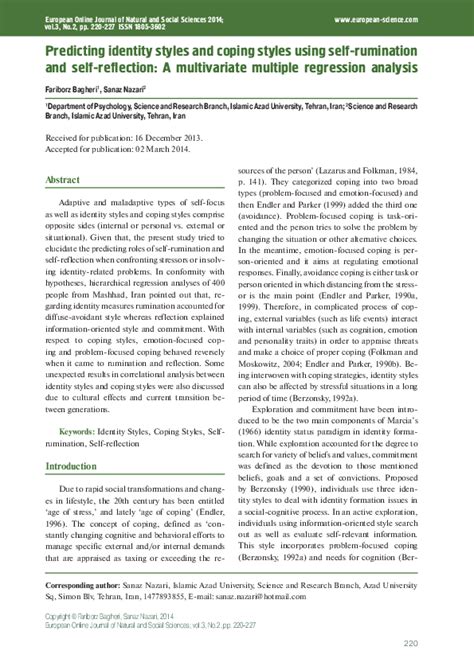 Pdf Predicting Identity Styles And Coping Styles Using Self