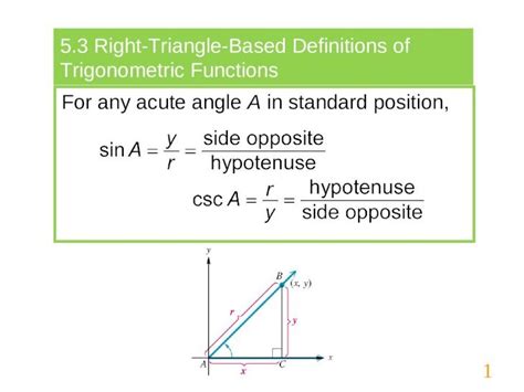 Ppt 1 5 3 Right Triangle Based Definitions Of Trigonometric Functions For Any Acute Angle A In