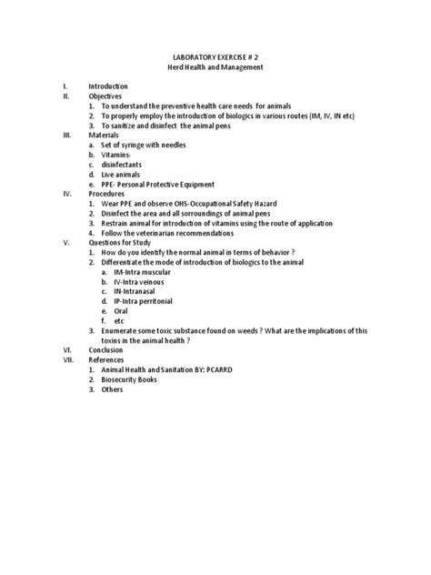 Laboratory Exercise 2 Herd Health Pdf