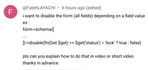 disable form inputs dynamically based on other fields filament examples