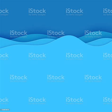 종이 컷 스타일의 파란색 추상적 배경 6월 8일 세계 해양의 날을 맞아 종이 물결 모양의 물 레이어 벡터 어스 포스터 템플릿 생태 브로셔 프리젠 테이션 텍스트 장소초대 3