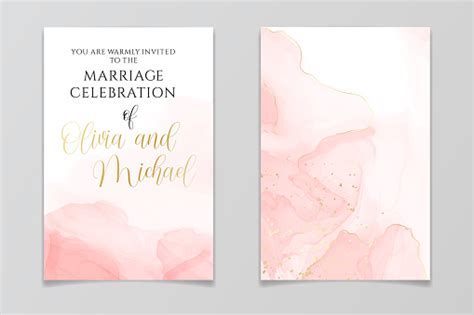 황금 크래커와 추상 먼지 홍당무 액체 수채화 배경 파스텔 핑크 대리석 알코올 잉크 그리기 효과 결혼 초대를 위한 벡터 일러스트