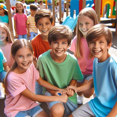Diverse 12 Year Olds Enjoying Playtime In Colorful Playground Ai Art
