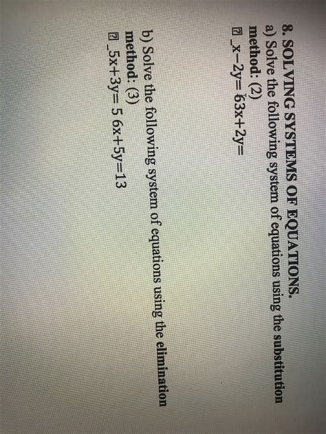 Solved SOLVING SYSTEMS OF EQUATIONS A Solve The Chegg