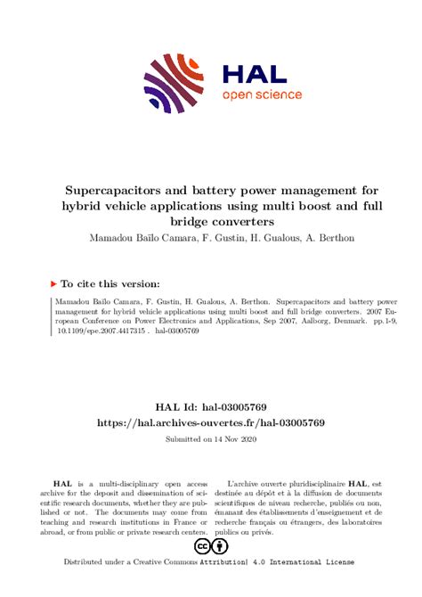 Pdf Supercapacitors And Battery Power Management For Hybrid Vehicle