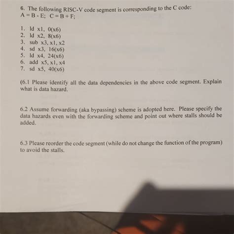 Solved The Following RISC V Code Segment Is Corresponding Chegg