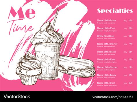 Pink Menu Design For Coffee Shop Royalty Free Vector Image
