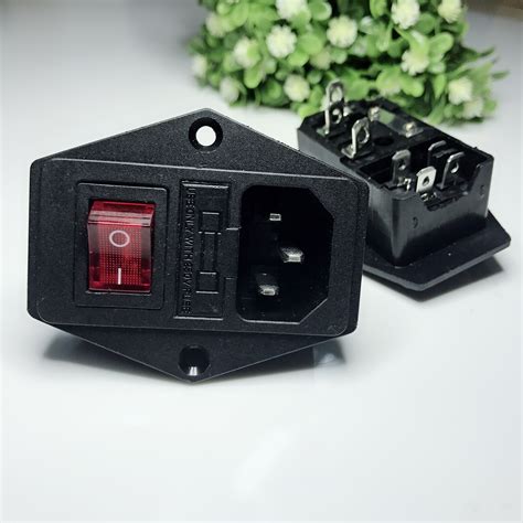 10a 250v 3 Pin Iec320 C14 Ac Inlet Male Plug Power Socket With Fuse Switch Rk571 6942096061074