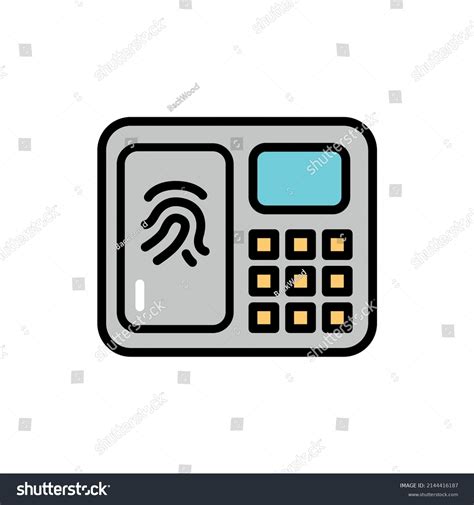 Fingerprint Machine Color Line Icon Biometric Stock Vector Royalty