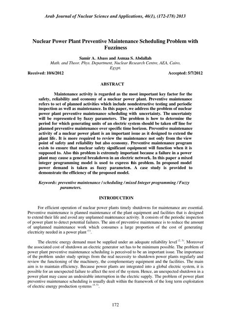 Pdf Nuclear Power Plant Preventive Maintenance Scheduling Problem
