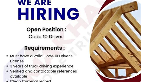 Code 10 Driver Wanted