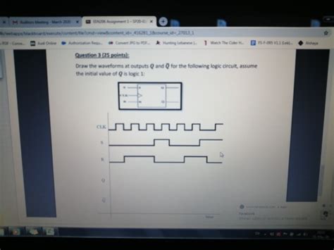 Solved Question 3125 Points Draw The Waveforms At Outputs