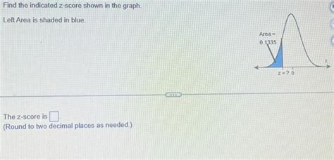 Solved Find The Indicated Z Score Shown In The Graph Left Chegg Com