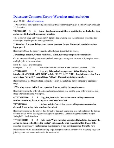 Docx Datastage Common Errors Dokumentips